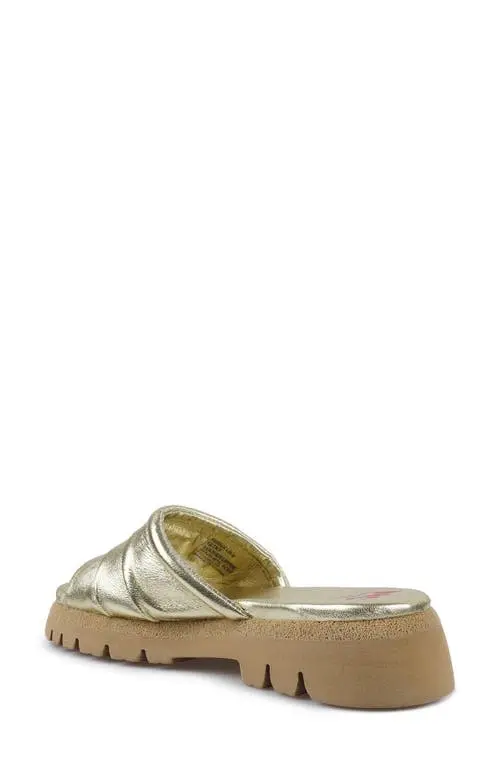 NATIONAL COMFORT Ferna Platform Slide Sandal - Gold Leather