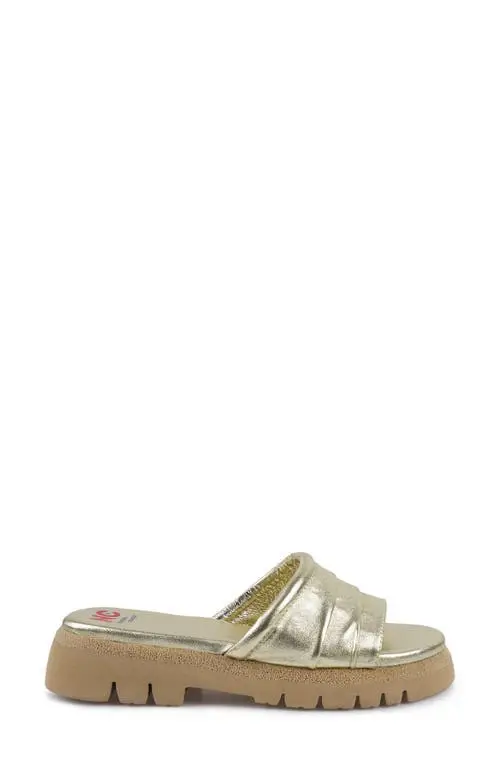 NATIONAL COMFORT Ferna Platform Slide Sandal - Gold Leather