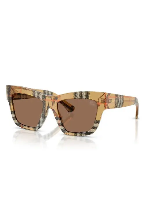 Burberry 53mm Square Sunglasses - Check Sand/dark Brown