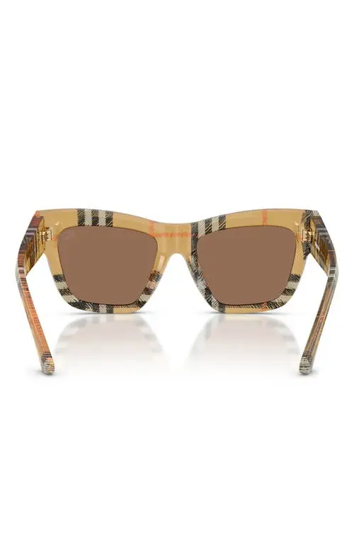Burberry 53mm Square Sunglasses - Check Sand/dark Brown