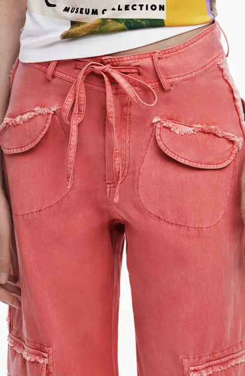 Desigual Fluid Cotton Blend Cargo Pants - Pink