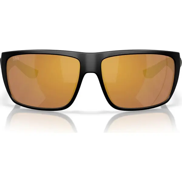 COSTA DEL MAR 64mm Rectangular Sunglasses - Matte Black/ Gold Mirror 580g