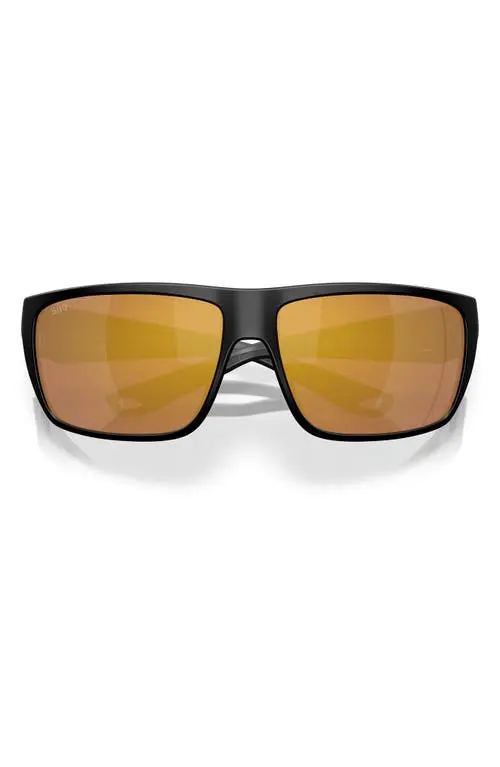 COSTA DEL MAR 64mm Rectangular Sunglasses - Matte Black/ Gold Mirror 580g
