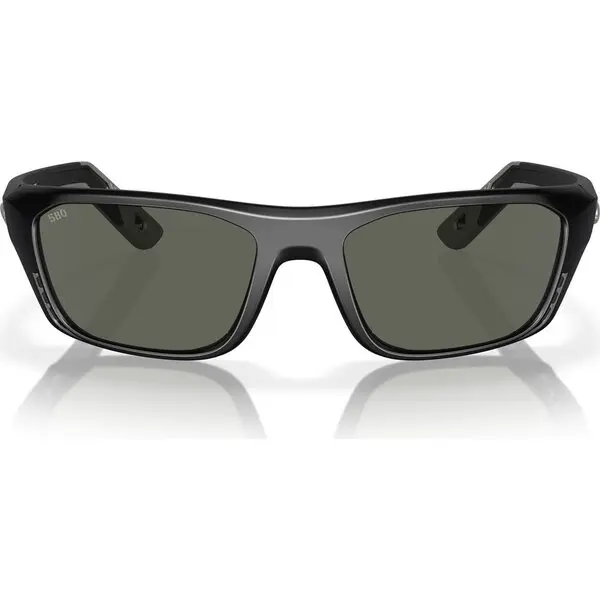 COSTA DEL MAR 57mm Polarized Rectangular Sunglasses - Matte Black/ Gray 580g
