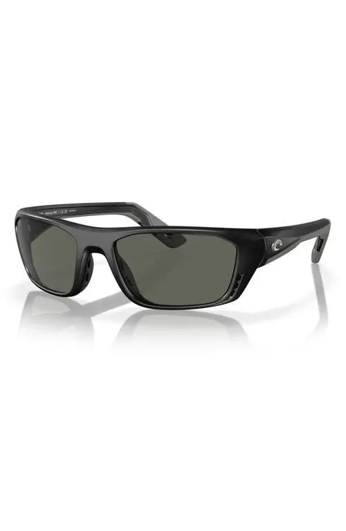 COSTA DEL MAR 57mm Polarized Rectangular Sunglasses - Matte Black/ Gray 580g