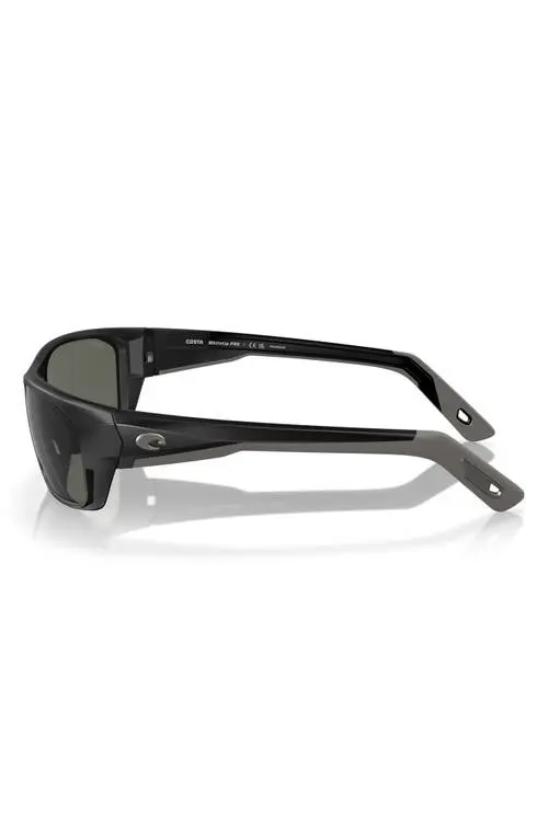 COSTA DEL MAR 57mm Polarized Rectangular Sunglasses - Matte Black/ Gray 580g