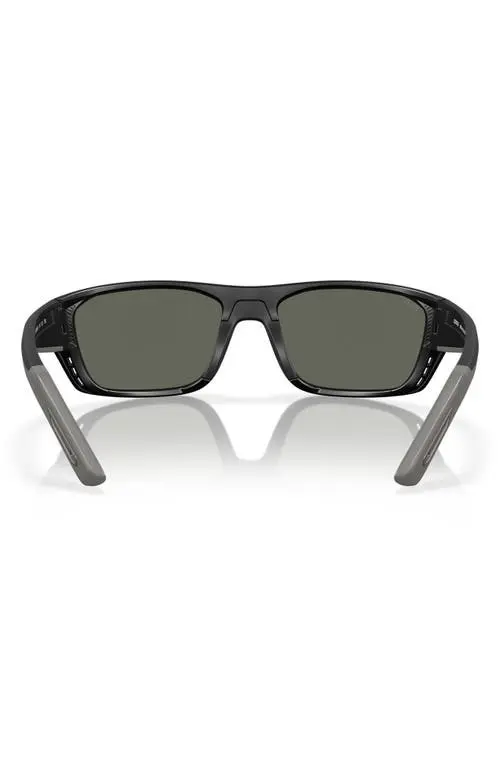 COSTA DEL MAR 57mm Polarized Rectangular Sunglasses - Matte Black/ Gray 580g