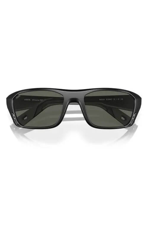 COSTA DEL MAR 57mm Polarized Rectangular Sunglasses - Matte Black/ Gray 580g