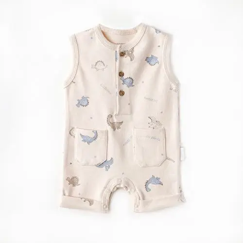 ANDY WAWA Dino Pattern Romper - Beige