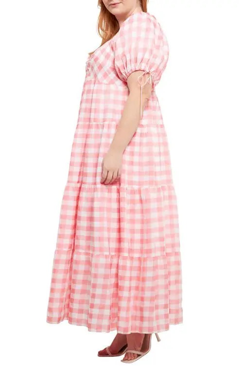 English Factory Knotted Gingham Maxi Dress