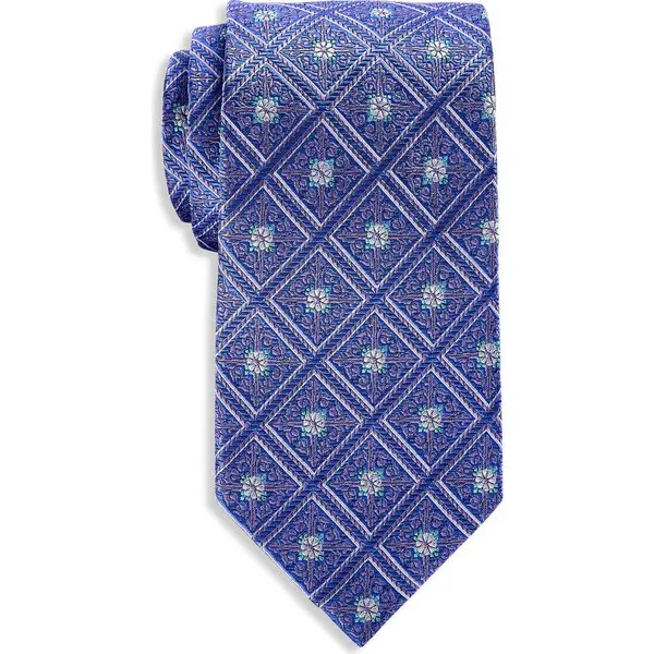 OAK HILL PREMIUM BY DXL Big & Tall Medallion Silk Tie Oak Hill Premium - Blue