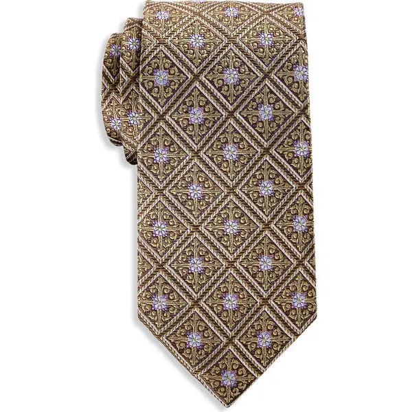 OAK HILL PREMIUM BY DXL Big & Tall Medallion Silk Tie Oak Hill Premium - Tan