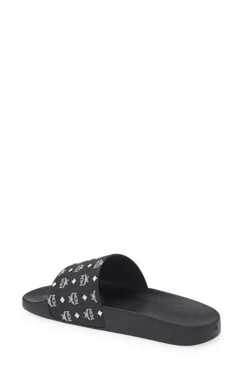 Mcm Monogram Print Rubber Slides