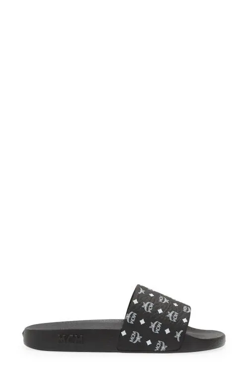 Mcm Monogram Print Rubber Slides