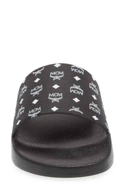 Mcm Monogram Print Rubber Slides