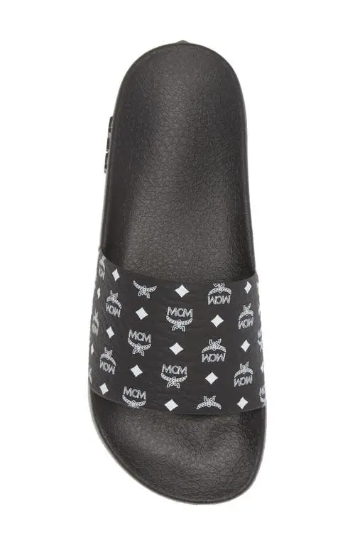 Mcm Monogram Print Rubber Slides