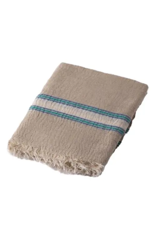 LOOM.IST Hand Loomed Muslin Linen Beach Towel - Blue
