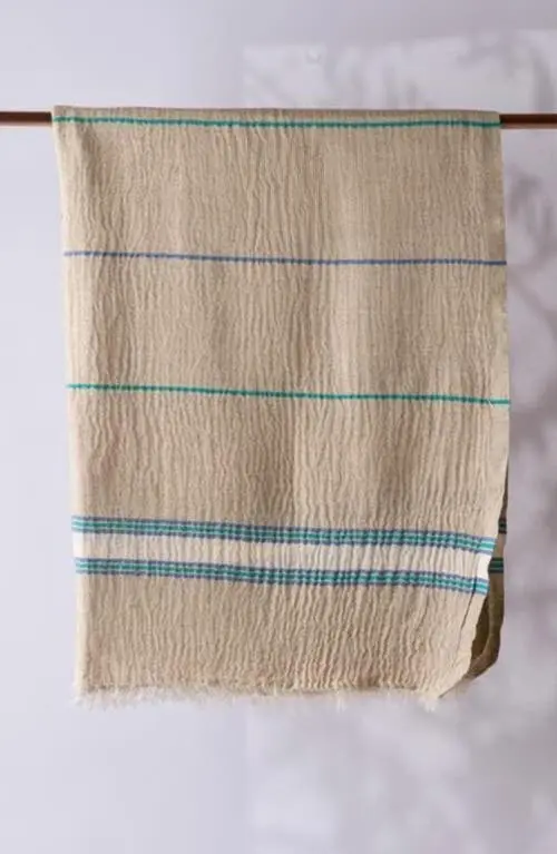 LOOM.IST Hand Loomed Muslin Linen Beach Towel - Blue