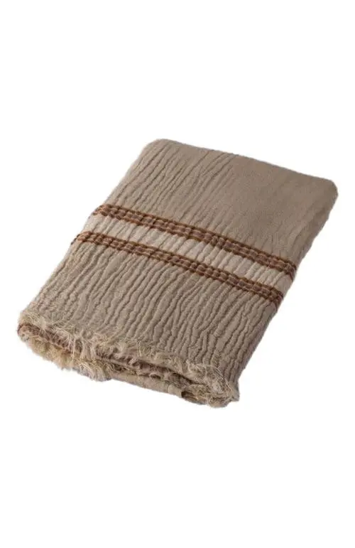 LOOM.IST Hand Loomed Muslin Linen Beach Towel - Brown