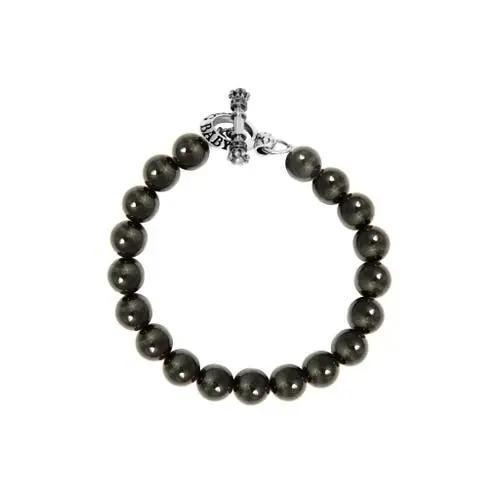 KING BABY STUDIO Tiger Eye Beaded Bracelet - Silver