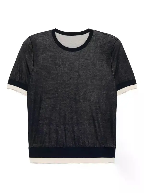LESS Spliced Short Sleeved Knitted T-shirt