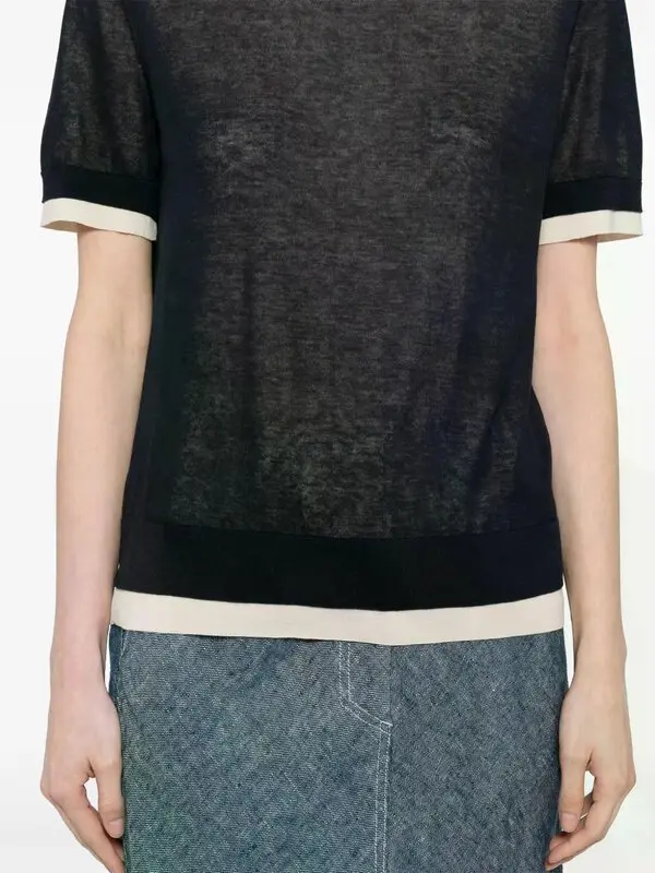 LESS Spliced Short Sleeved Knitted T-shirt