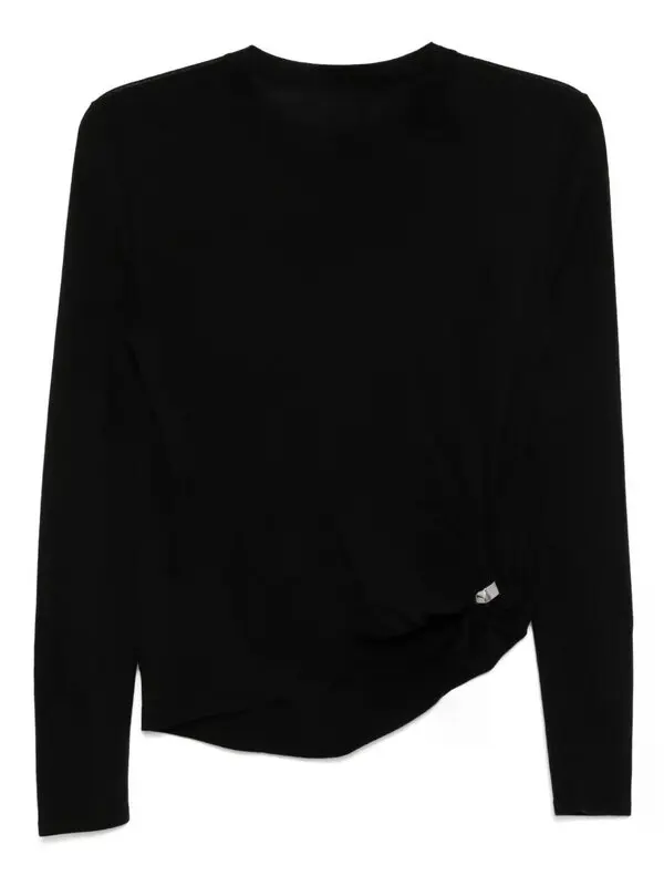 LESS Knitted Draped Top - Black