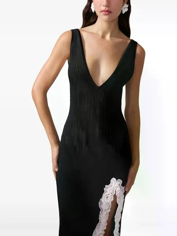 carolina herrera black lace dress Carolina Herrera Floral Lace Strapless Midi Gown