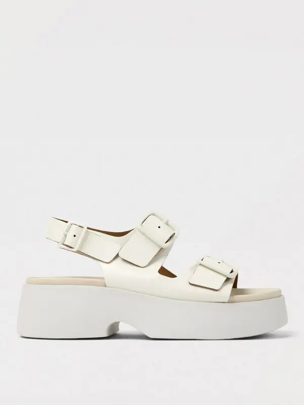Camper Buckled Platform Sandals - White