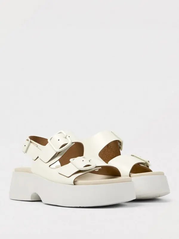 Camper Buckled Platform Sandals - White