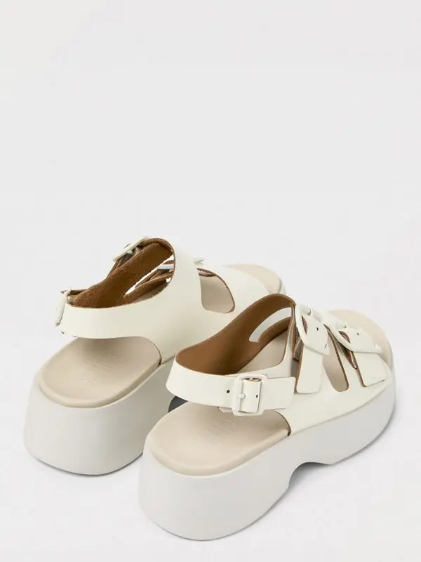 Camper Buckled Platform Sandals - White