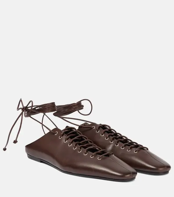 Dries Van Noten Leather Lace-up Flats - Brown