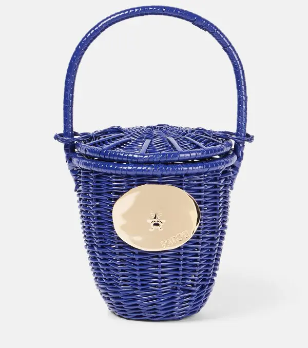 PATOU Embellished Wicker Bucket Bag - Blue