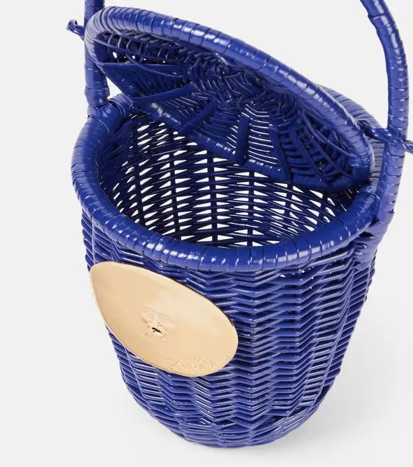 PATOU Embellished Wicker Bucket Bag - Blue
