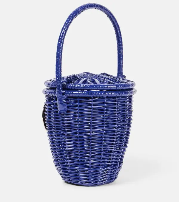 PATOU Embellished Wicker Bucket Bag - Blue