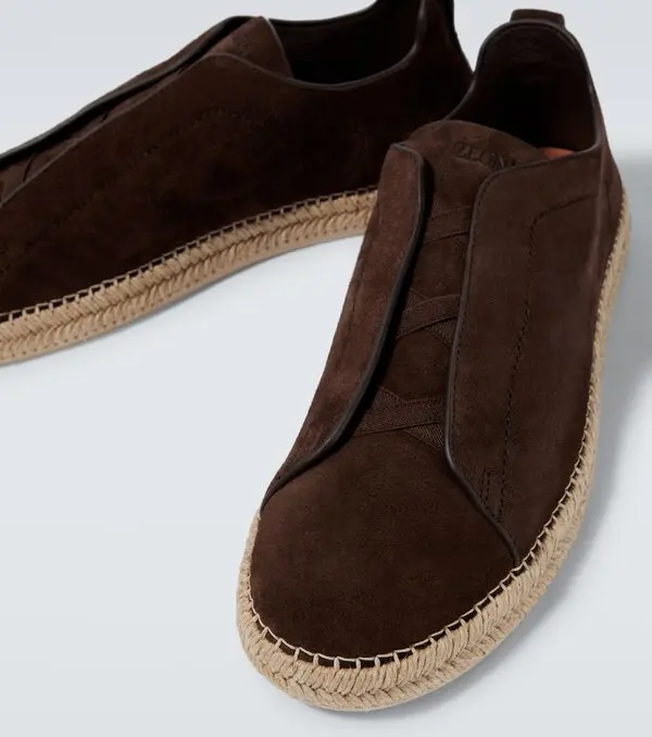 Zegna Triple Stitch Suede Espadrilles - Brown