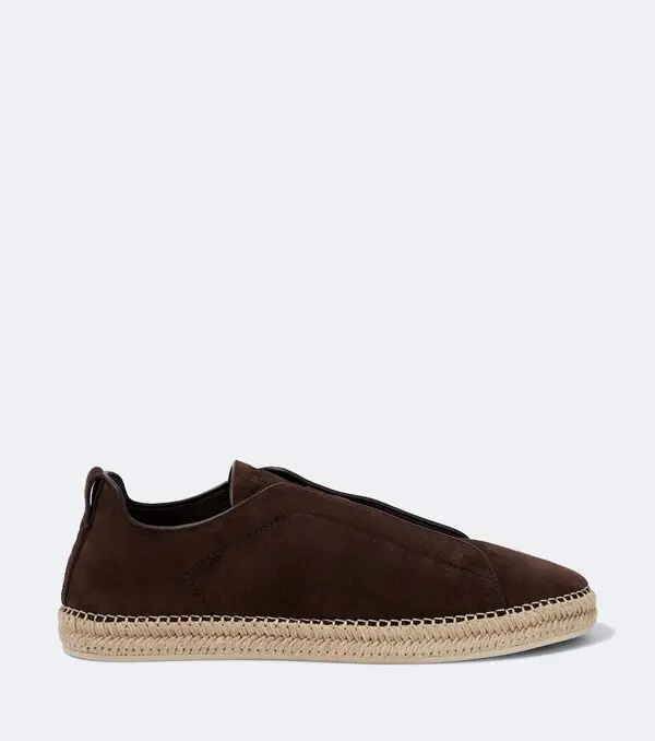 Zegna Triple Stitch Suede Espadrilles - Brown