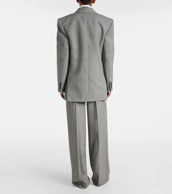 Saint Laurent Double-breasted Wool Twill Blazer - Grey