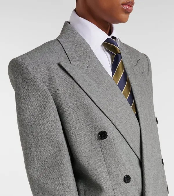 Saint Laurent Double-breasted Wool Twill Blazer - Grey