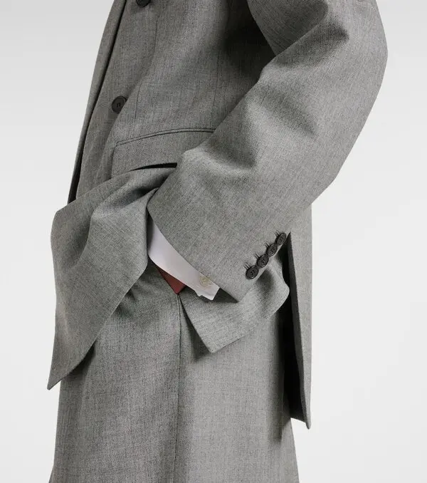 Saint Laurent Double-breasted Wool Twill Blazer - Grey