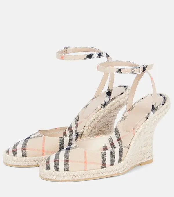 Burberry Espadrille Wedges With Ankle Strap - Beige