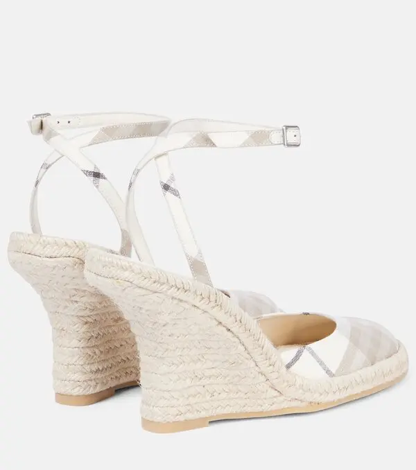 Burberry Espadrille Wedges With Ankle Strap - White