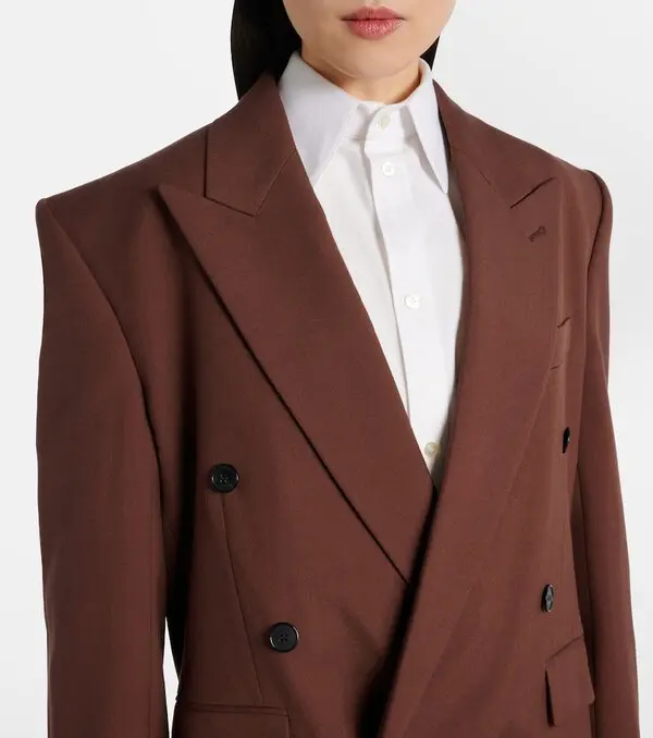 Saint Laurent Double-breasted Wool Gabardine Blazer - Brown