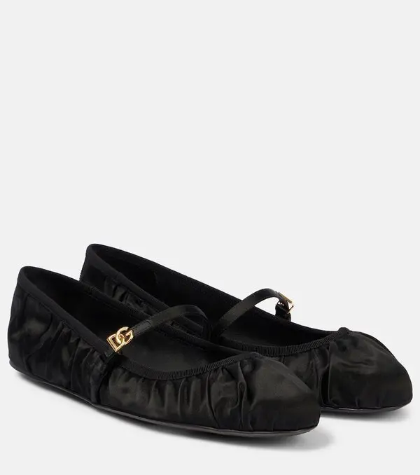 Dolce & Gabbana Dg Satin Ballerinas - Black