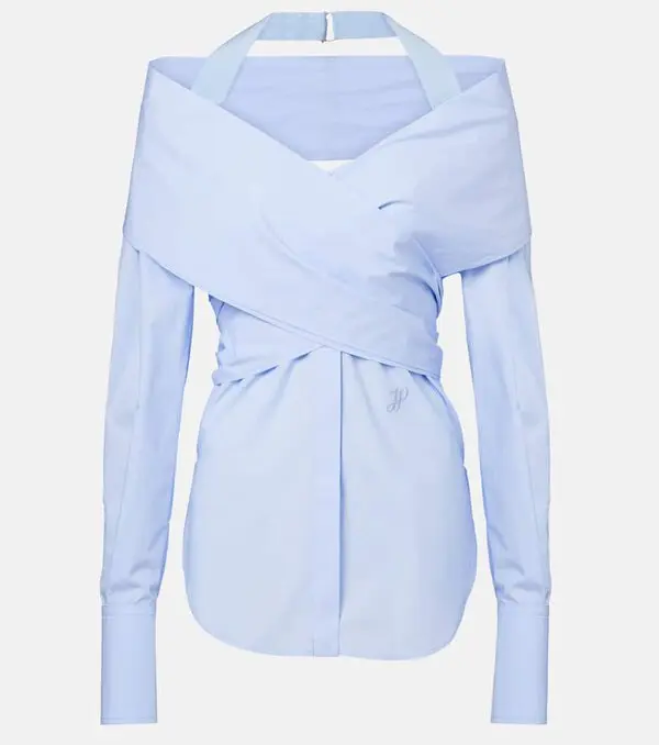 Patou Draped Cotton Poplin Blouse