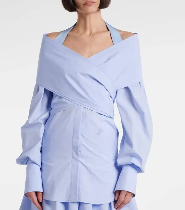 Patou Draped Cotton Poplin Blouse