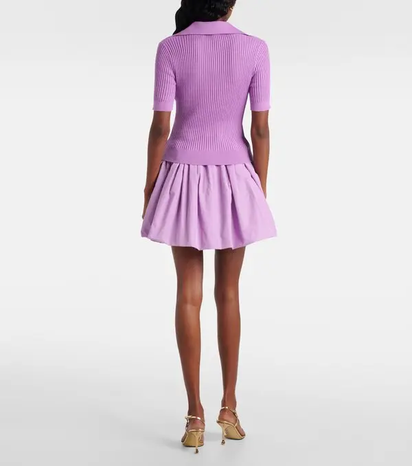 PATOU Ribbed-knit Cotton Polo Shirt - Purple