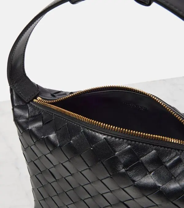 Bottega Veneta Wallace Mini Intrecciato Leather Shoulder Bag - Black