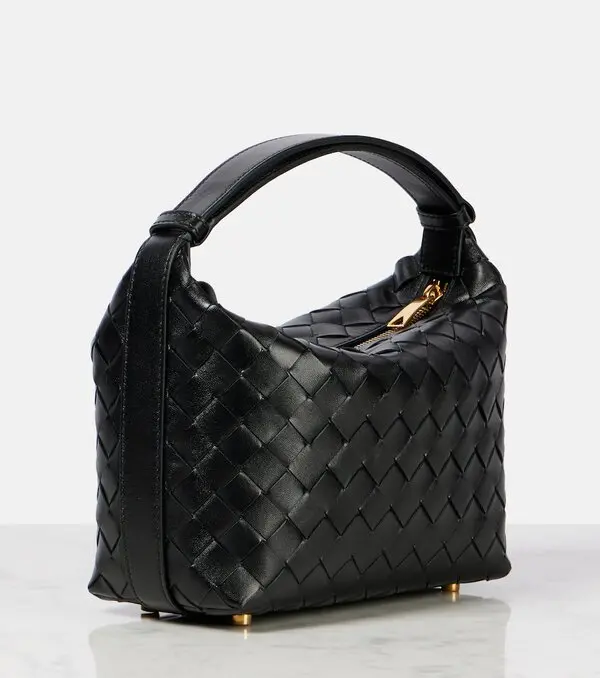 Bottega Veneta Wallace Mini Intrecciato Leather Shoulder Bag - Black