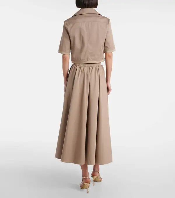 PATOU Cropped Cotton Gabardine Jacket - Beige